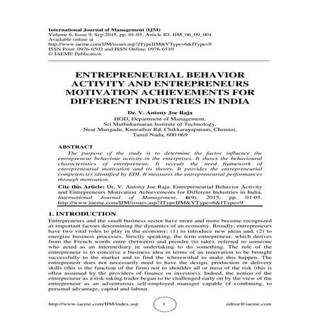 Model of entrepreneurial motivation | PPTX