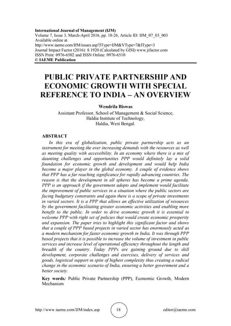 Public and Private Partnership in Infrastructure Development in India | PDF