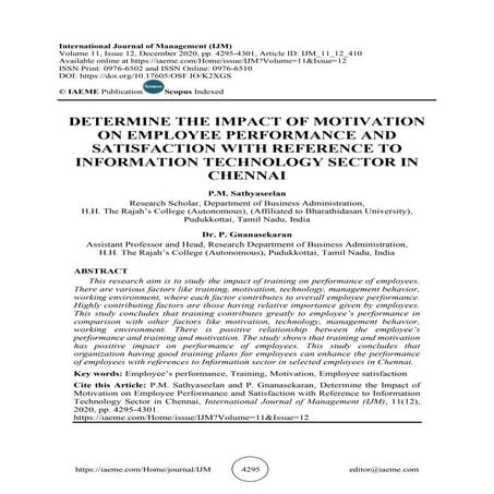 DETERMINE THE IMPACT OF MOTIVATION ON EMPLOYEE PERFORMANCE AND ...