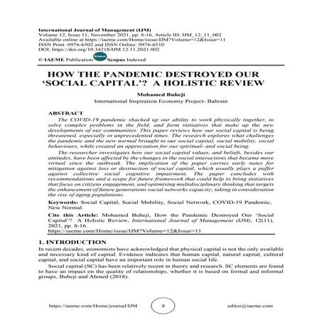 SOCIAL SUSTAINABILITY SOCIAL CAPITAL | PDF