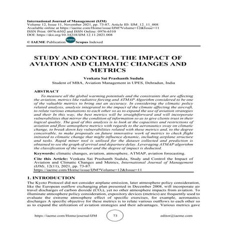STUDY AND CONTROL THE IMPACT OF AVIATION AND CLIMATIC CHANGES AND ...