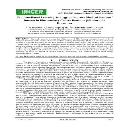 Problem-Based Learning Strategy to Improve Medical Students’ Interest ...