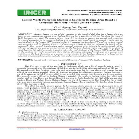 Coastal Work Protection Election in Southern Badung Area Based on ...