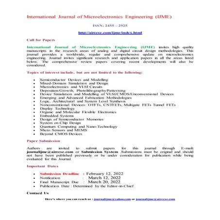 International Journal of Microelectronics Engineering (IJME) | PDF