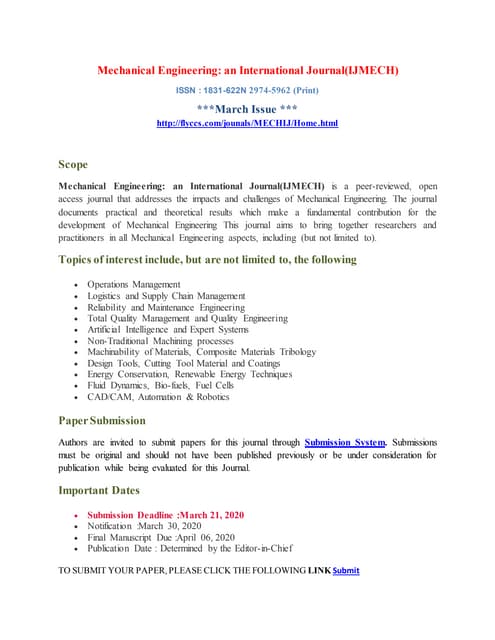 International Journal of Recent Advances in Mechanical Engineering ...