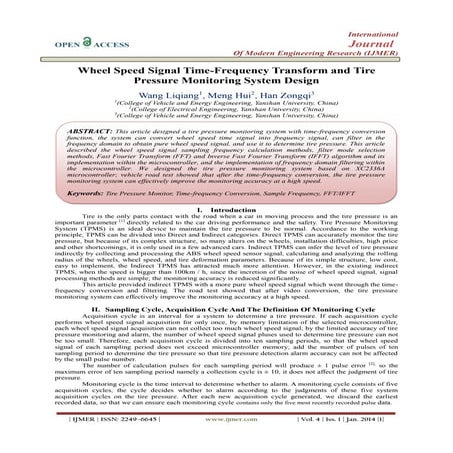 Wheel Speed Signal Time-Frequency Transform and Tire Pressure ...