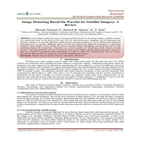 Image Denoising Based On Wavelet for Satellite Imagery: A Review | PDF | Photo Editing Software ...