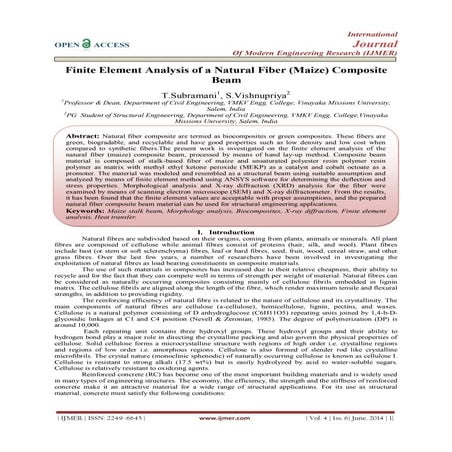Finite Element Analysis of a Natural Fiber (Maize) Composite Beam | PDF ...