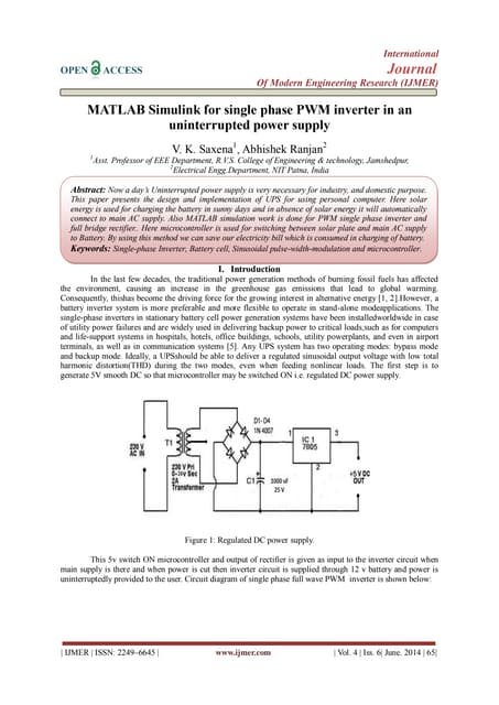 Simulation model of single phase PWM inverter by using MATLAB/Simulink | PDF