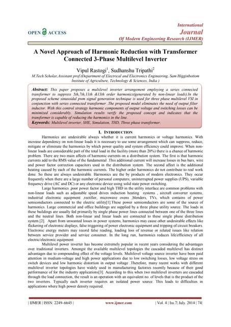Harmonic Distortion Analysis of the Output Voltage in SPWM (Unipolar) Single Phase Full Bridge ...