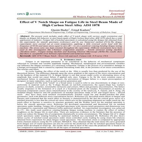 Effect of V Notch Shape on Fatigue Life in Steel Beam Made of High ...