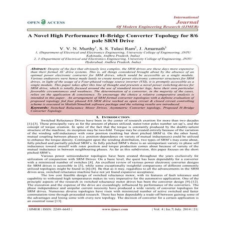 A Novel High Performance H-Bridge Converter Topology for 8/6 pole SRM ...