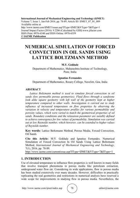 Numerical Simulation Of Forced Convection In Oil Sands Using Lattice