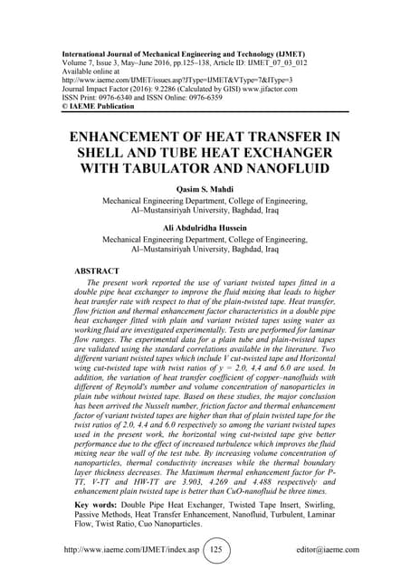Heat Transfer Enhancement using Herringbone wavy & Smooth Wavy fin Heat ...
