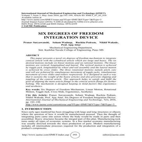 SIX DEGREES OF FREEDOM INTEGRATION DEVICE | PDF