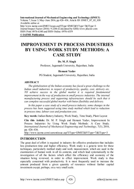 Industrial engineering – case study | PPTX