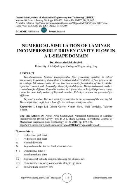 Lid driven cavity flow simulation using CFD & MATLAB | PDF