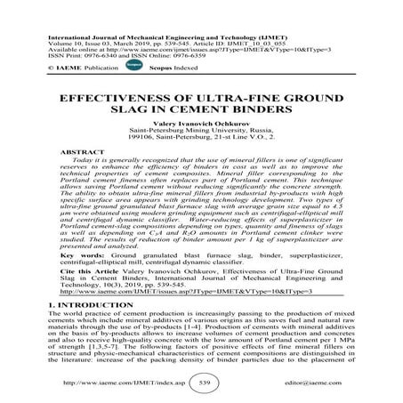 EFFECTIVENESS OF ULTRA-FINE GROUND SLAG IN CEMENT BINDERS | PDF
