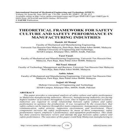 THEORETICAL FRAMEWORK FOR SAFETY CULTURE AND SAFETY PERFORMANCE IN ...