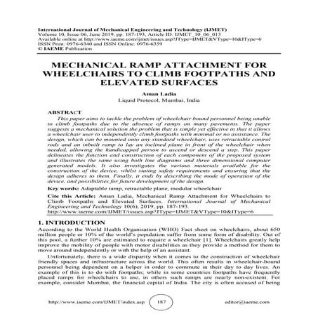 MECHANICAL RAMP ATTACHMENT FOR WHEELCHAIRS TO CLIMB FOOTPATHS AND ...