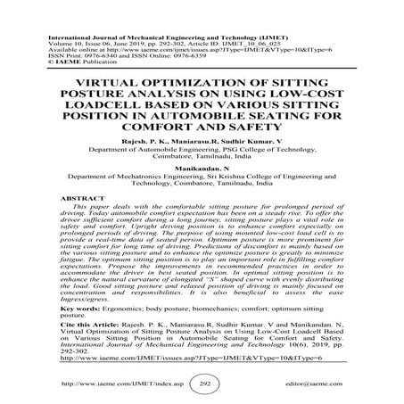 Virtual Optimization Of Sitting Posture Analysis On Using Low Cost Loadcell Based On Various