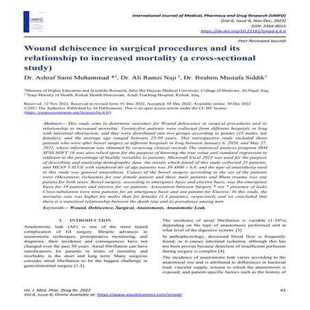 Wound dehiscence in surgical procedures and its relationship to ...