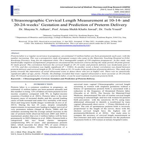 Ultrasonographic Cervical Length Measurement at 10-14- and 20-24-weeks ...