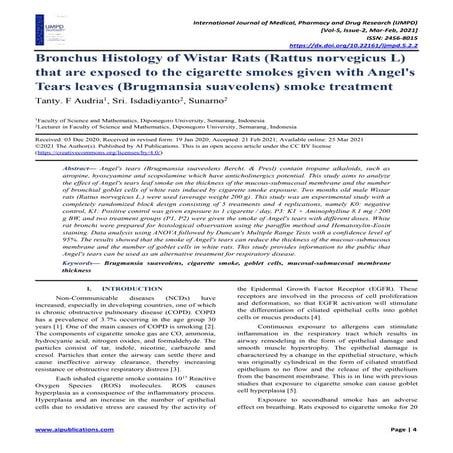 Bronchus Histology of Wistar Rats (Rattus norvegicus L) that are ...