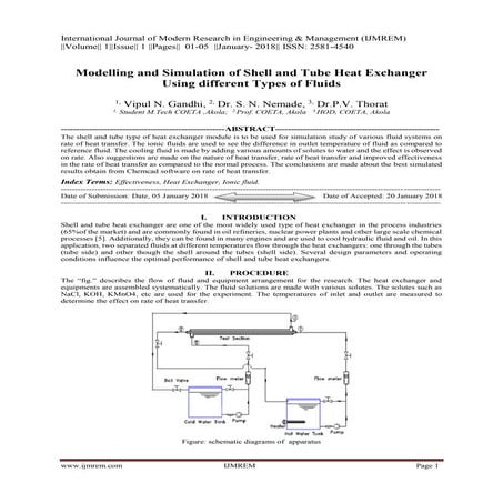Modelling and Simulation of Shell and Tube Heat Exchanger Using ...
