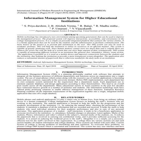 Information Management System for Higher Educational Institutions | PDF