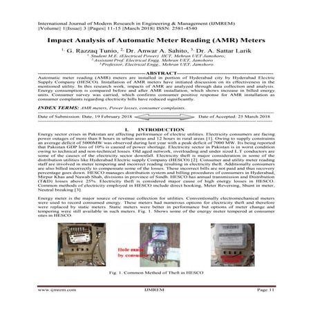 Impact Analysis of Automatic Meter Reading (AMR) Meters | PDF