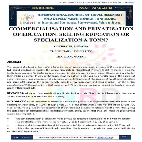 Commercialization and privatization of education | PDF