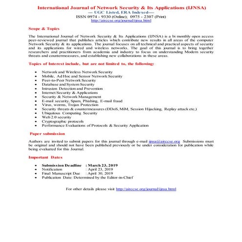International Journal of Network Security & Its Applications (IJNSA) | DOCX | Information and ...
