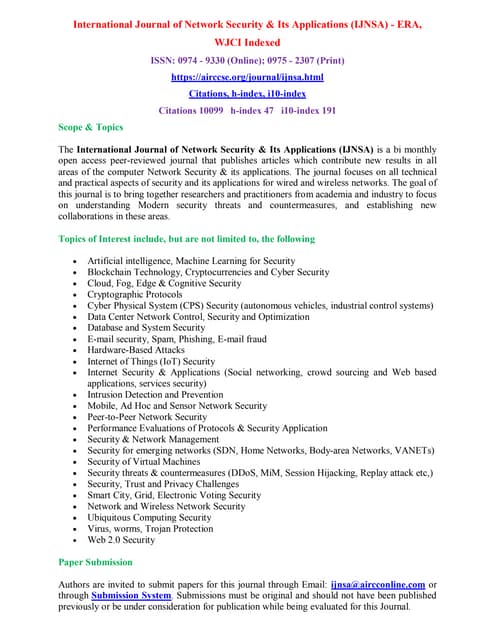 International Journal of Network Security & Its Applications (IJNSA ...