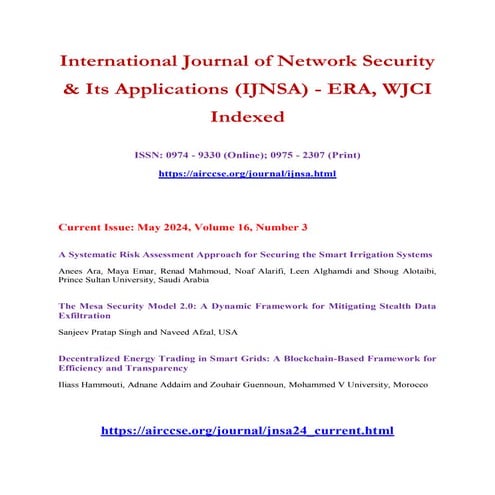 International Journal of Network Security & Its Applications (IJNSA) - Current Issue: May 2024 ...