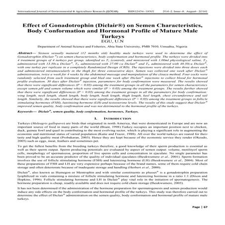 Effect of Gonadotrophin (Diclair®) on Semen Characteristics, Body ...