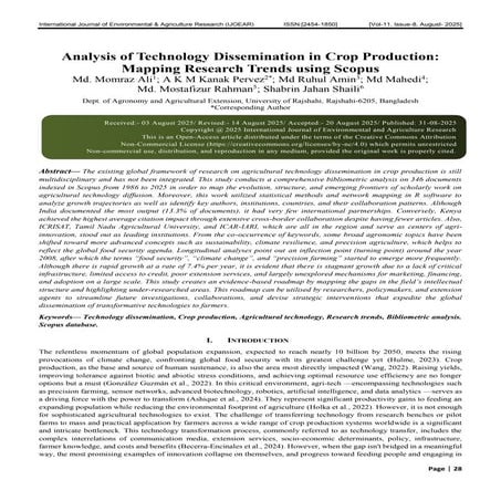 Analysis of Technology Dissemination in Crop Production: Mapping ...