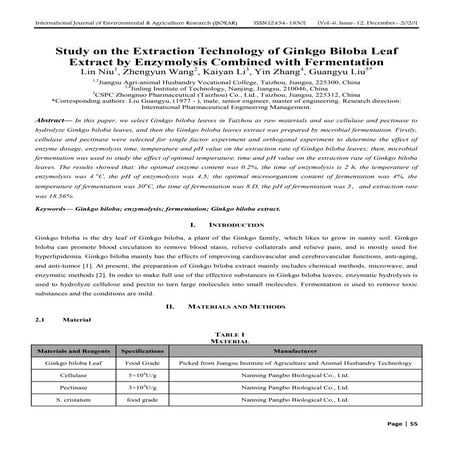 Study on the Extraction Technology of Ginkgo Biloba Leaf Extract by Enzymolysis Combined with ...