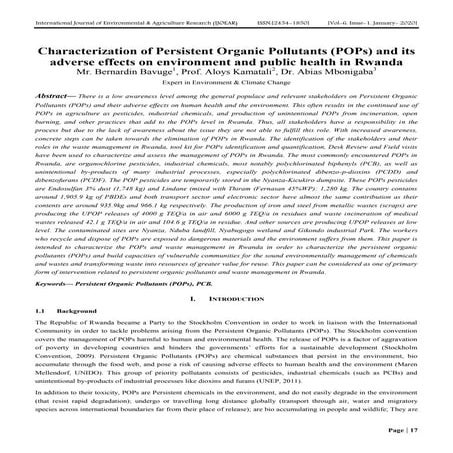 Characterization of Persistent Organic Pollutants (POPs) and its ...