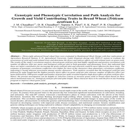 Genotypic and Phenotypic Correlation and Path Analysis for Growth and ...