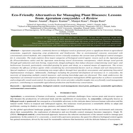 Eco-Friendly Alternatives for Managing Plant Diseases: Lessons from ...