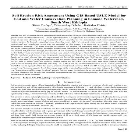 Soil Erosion Risk Assessment Using GIS Based USLE Model for Soil and Water Conservation Planning ...