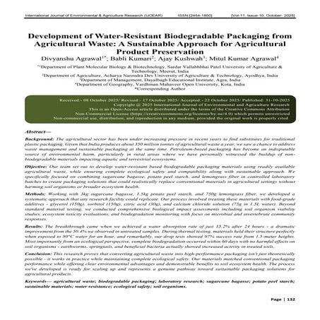 Development of Water-Resistant Biodegradable Packaging from ...