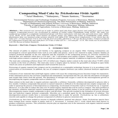 Composting Mud Cake by Trichoderma Viride Apt01 | PDF