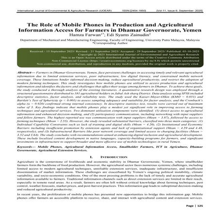 The Role of Mobile Phones in Production and Agricultural Information ...