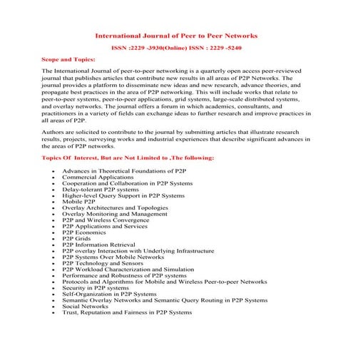 International Journal of Peer to Peer Networks .docx