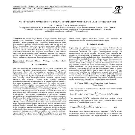 An Efficient Approach To Delay Estimation Model For Vlsi Interconnect Pdf 1804