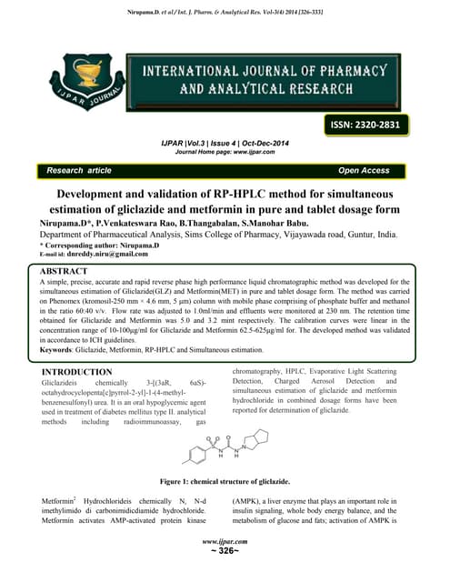 Analytical Method Development and Validation of Metformin Hydrochloride by using RP HPLC with ...