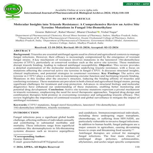 Molecular Insights into Triazole Resistance: A Comprehensive Review on ...