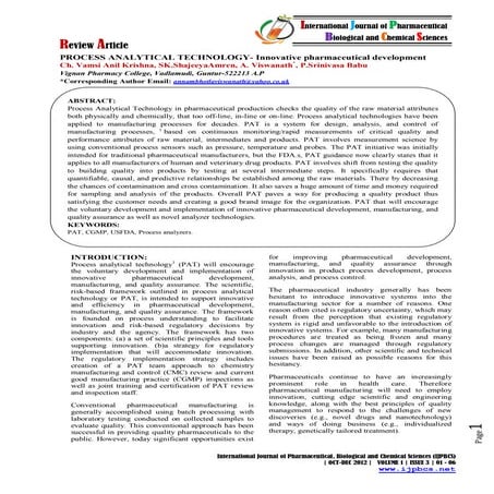 Process Analytical Technology (PAT) | PPTX